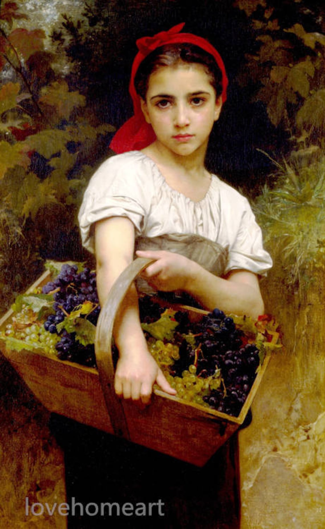 Girl Portrait - William-adolphe Bouguereau Girl With Basket of Grapes ...
