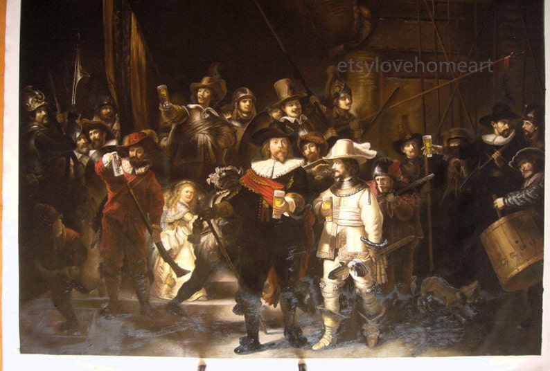 Hand Painted the night watch hand-painted Rembrandt van Rijn | Etsy