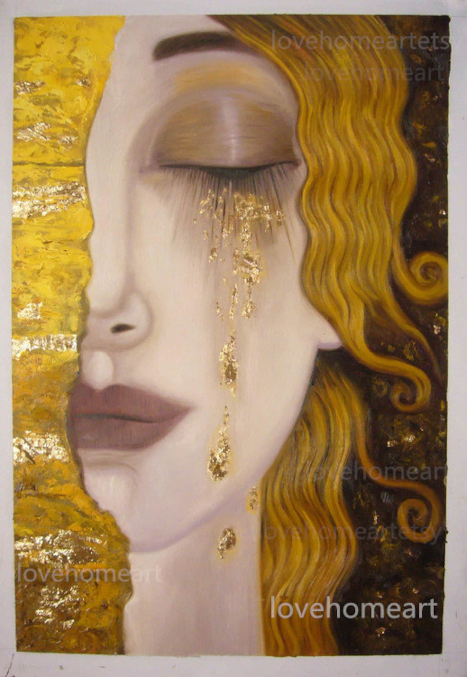 100% Handpainted Gustav Klimt Golden Tears Klimt Oil Painting - Etsy