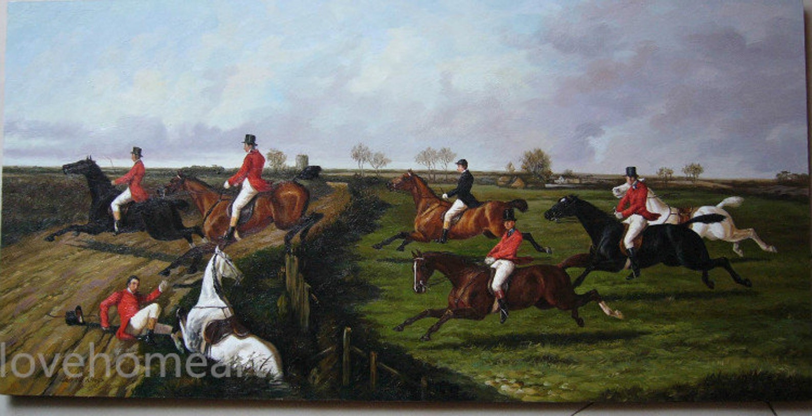 Hunting oil painting hand-painted horse oil painting | Etsy