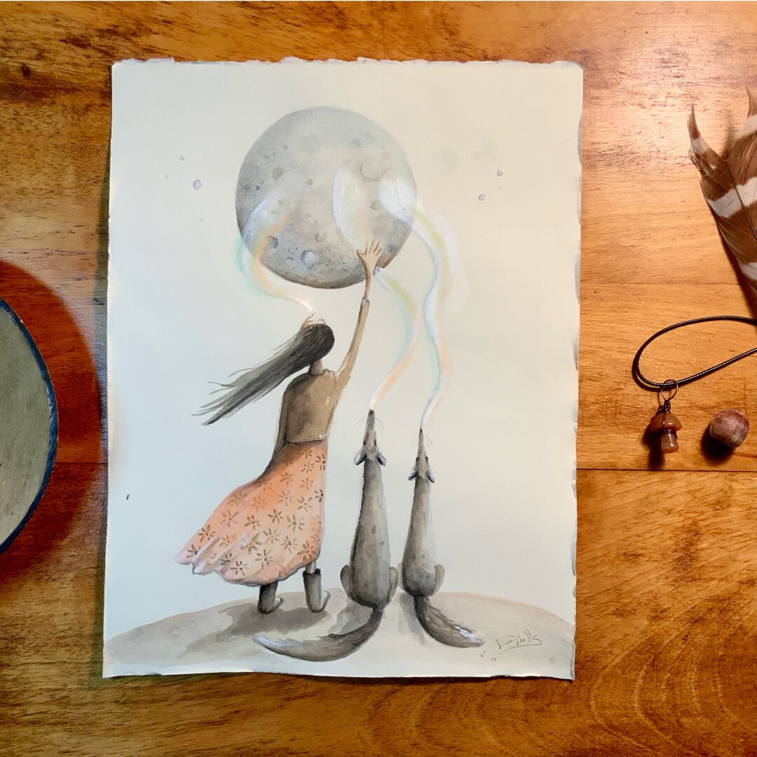 Original Full Moon Art by Lea Wells - Etsy
