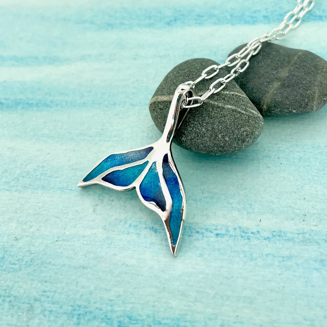 Enamelled Mermaid Tail Necklace | Gift for Swimmer - Etsy UK