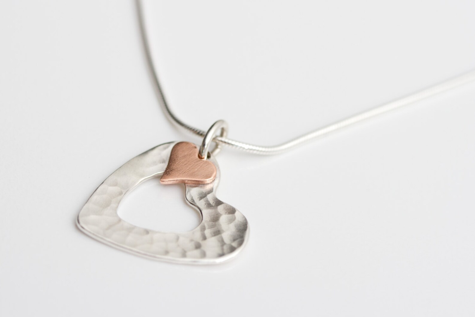 Gift for Wife Silver and Gold Heart Pendant Mother's - Etsy