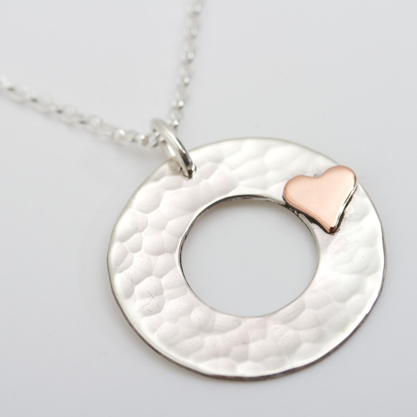 Gold Heart Pendantpersonalised Silver Disc Pendant With - Etsy UK