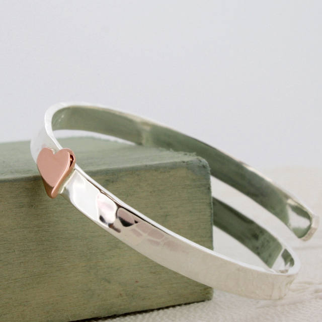 Christening Bangle With Rose Gold Heart Baby Bangle Baby | Etsy UK