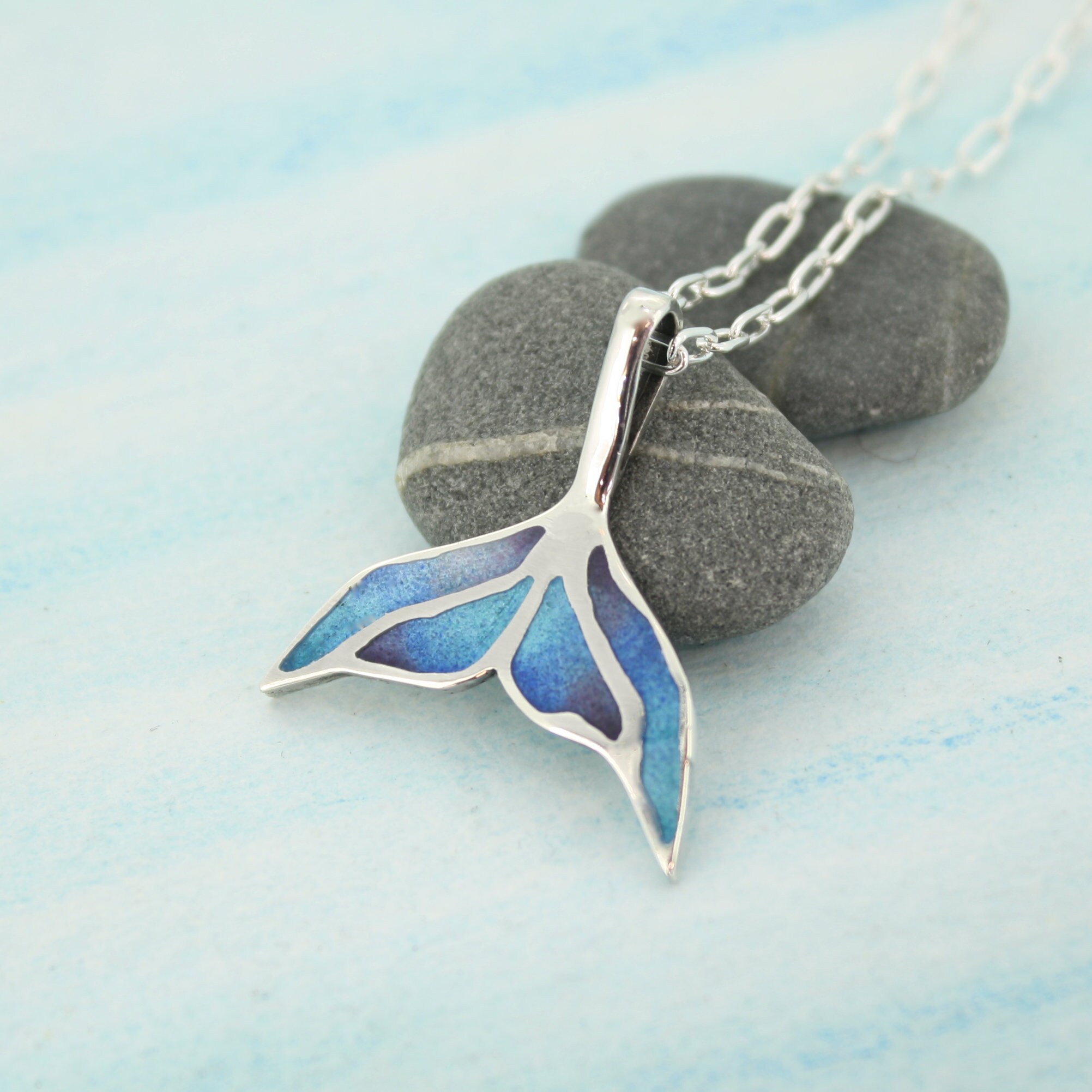 Enamelled Mermaid Tail Necklace Gift for Swimmer - Etsy UK