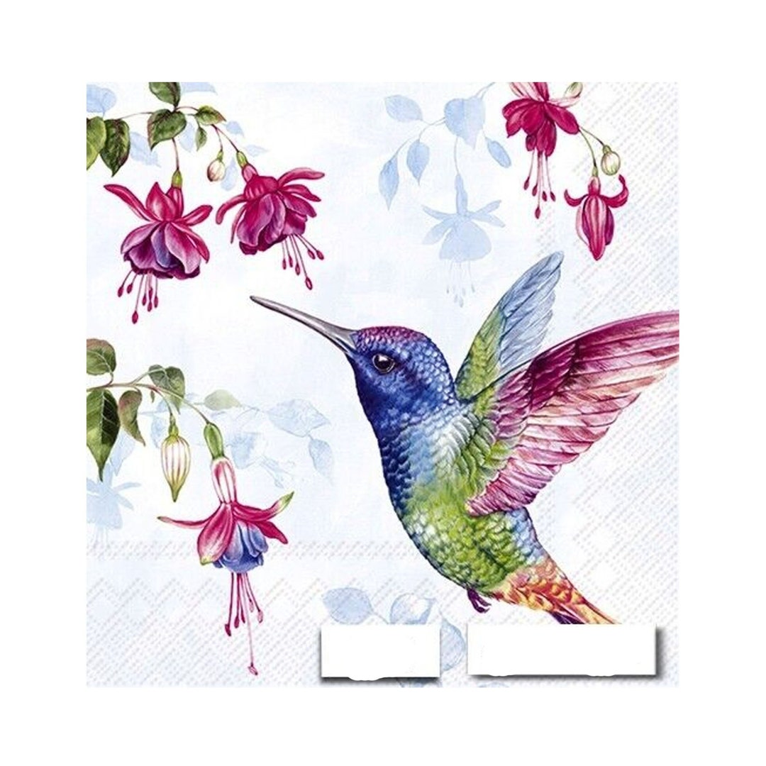Hummingbird Flowers Paper Napkins Animal Paper Napkins Two Paper ...