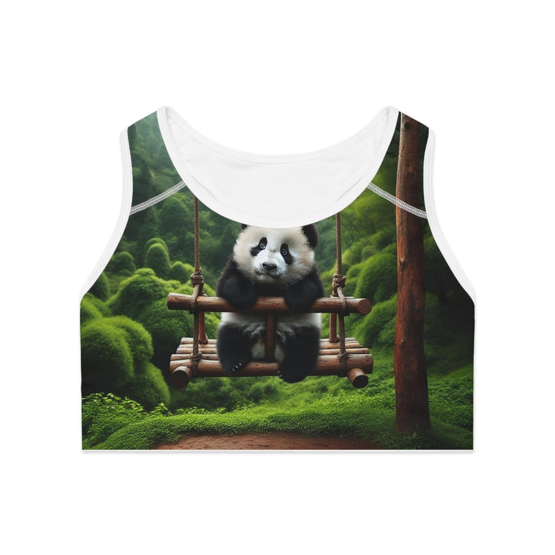 Cute Panda Sports Bra, Workout Top, Fitness Apparel, Animal Lover Gift ...
