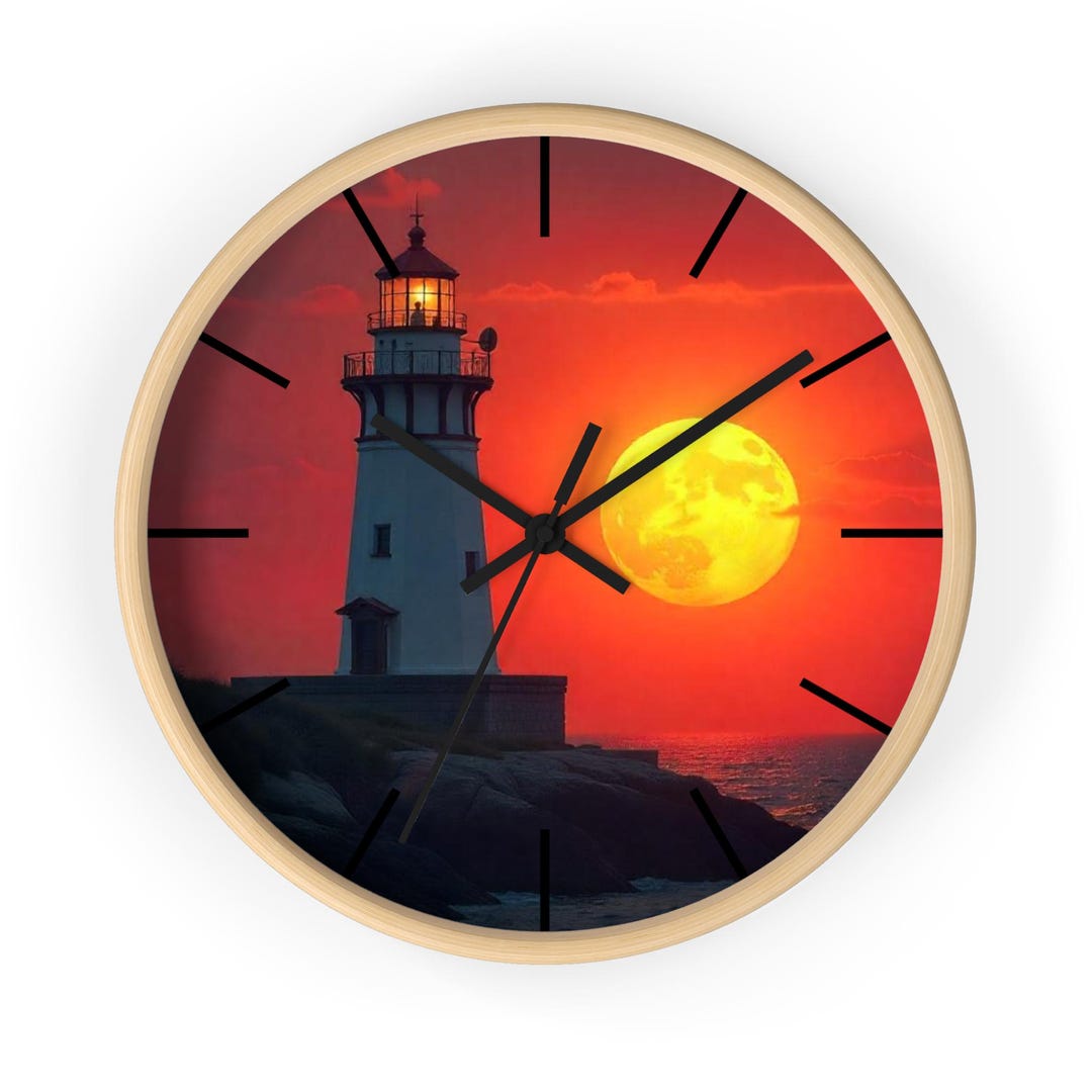 Lighthouse Wall Clock: Nautical Coastal Decor, Beach House Art - Etsy
