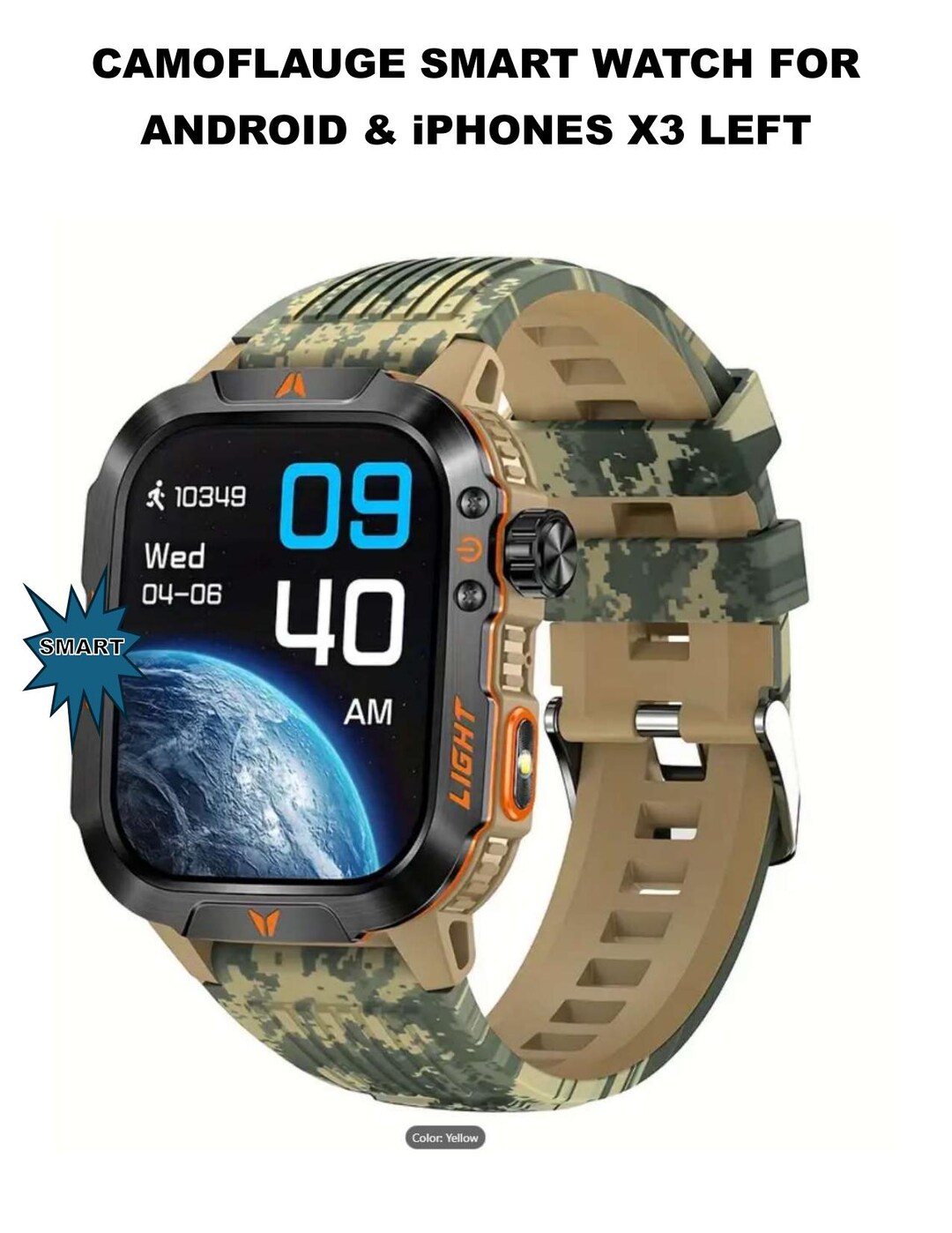 Camouflage Outdoor Smartwatch: 100+ Sports Modes, LED Flashlight - Etsy