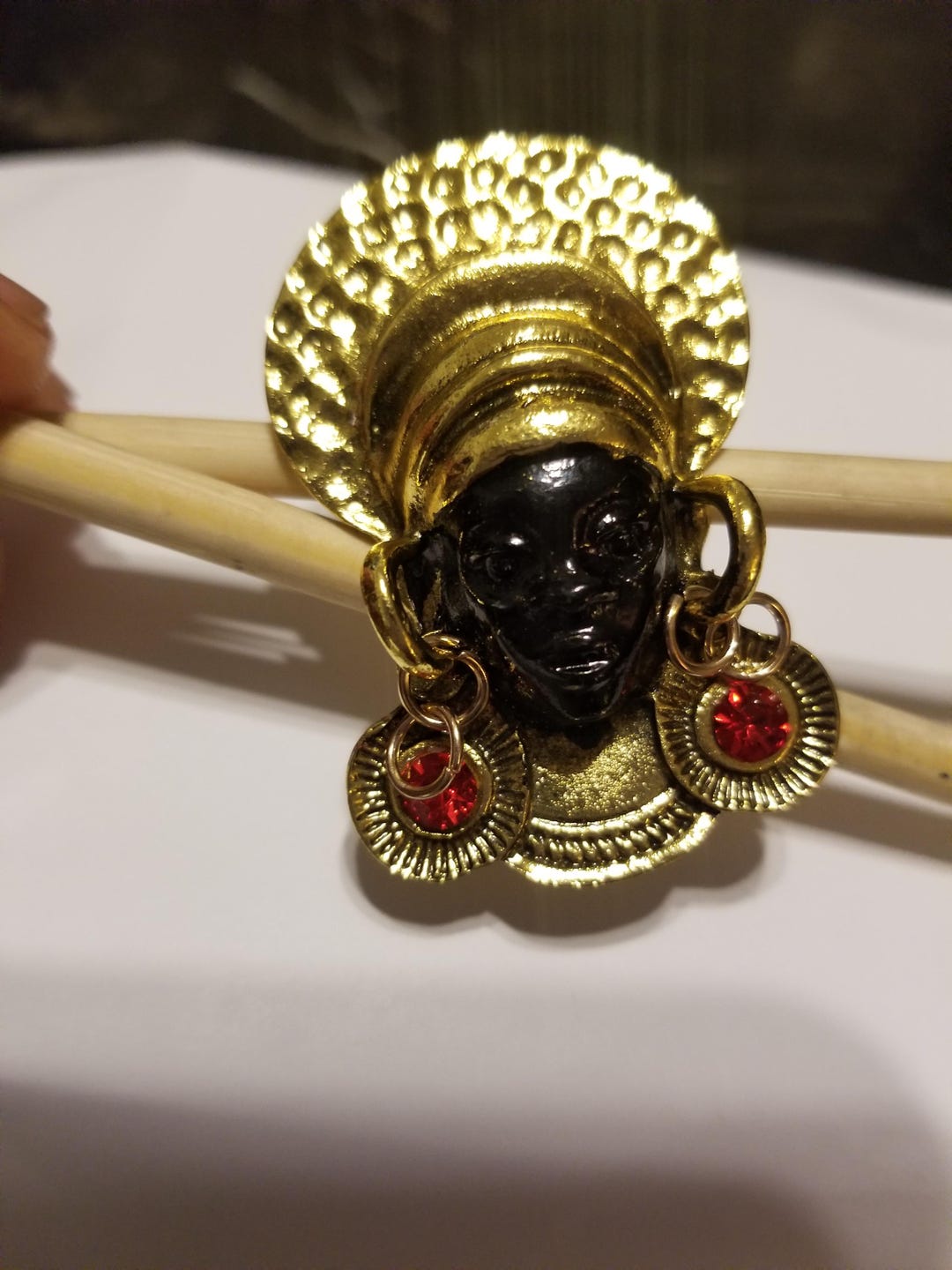 Three More Found! Order Now! African Woman Head Pin: Gold Overlay ...