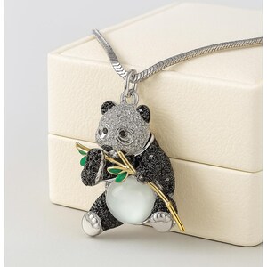 Unseen Rhinestone Panda Pendant Necklace – Zinc Alloy Animal Jewelry ...