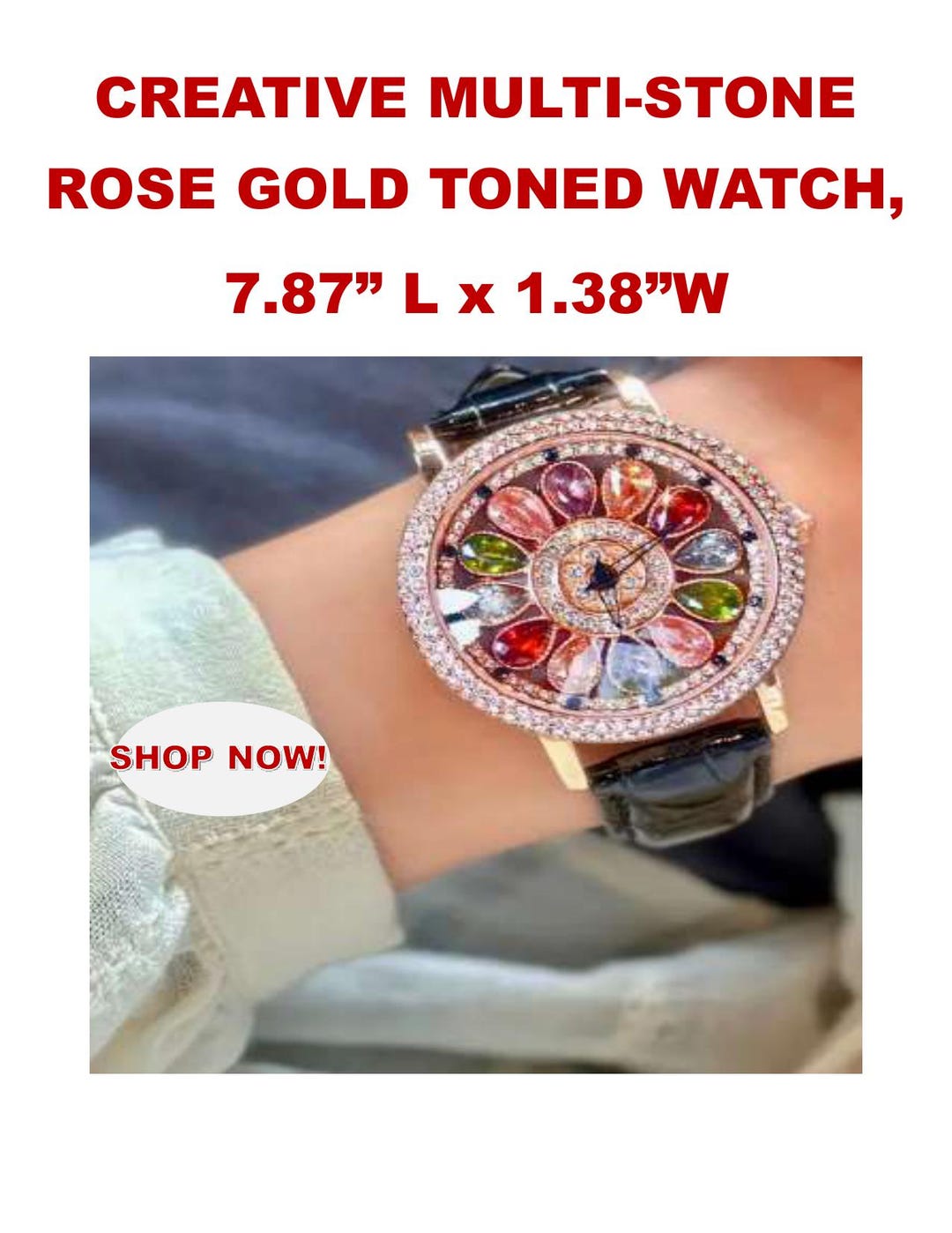 Spin-dial Crystal Watch: Multi-color Face, Black Strap - Etsy