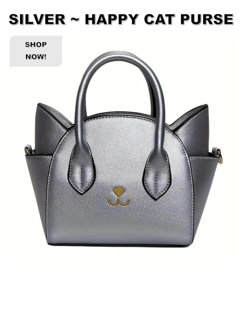 Cat Face Special Houndstooth Crossbody Bag: Silver Handle Nylon Purse ...