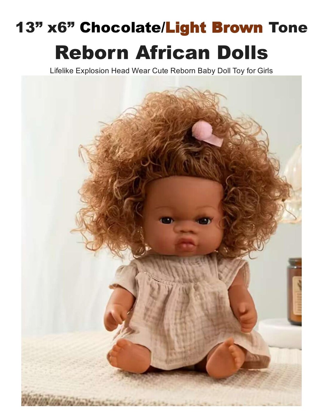 13" African American Reborn Doll: Curly Hair, Tulle Dress - Etsy