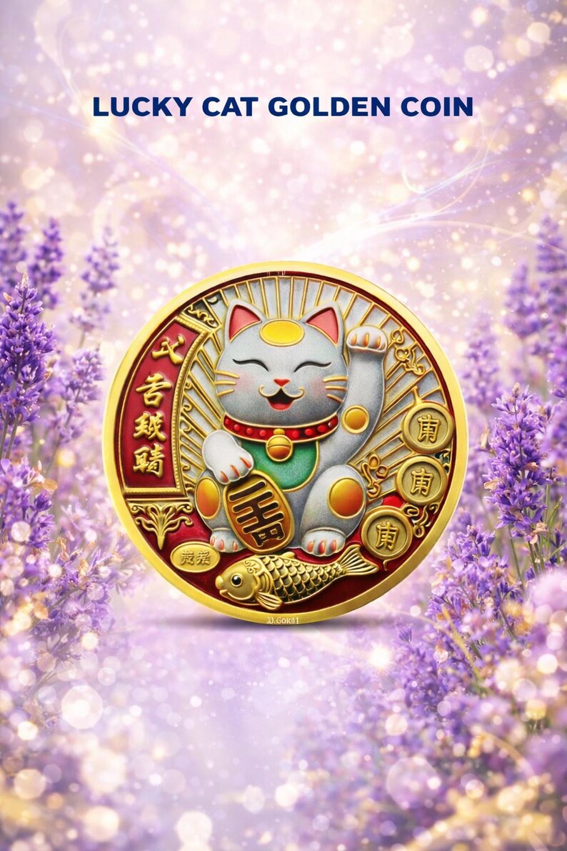 Lucky Cat Gold Coin – Premium Maneki Neko Prosperity Charm (3D Wealth ...