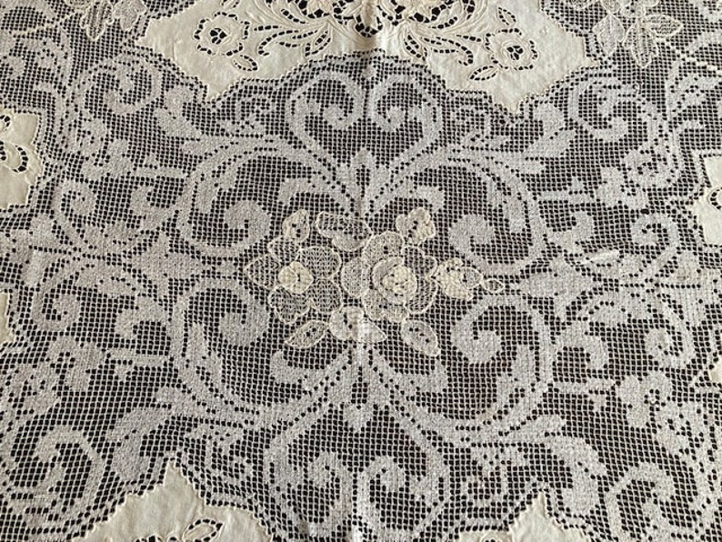 Vintage Filet Lace Vintage Tablecloth - Etsy