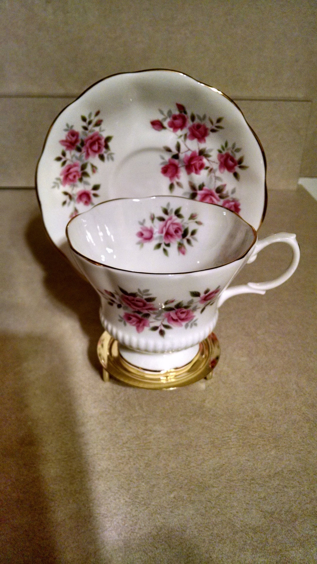 Royal Albert Pink Roses Cup and Saucer - Etsy