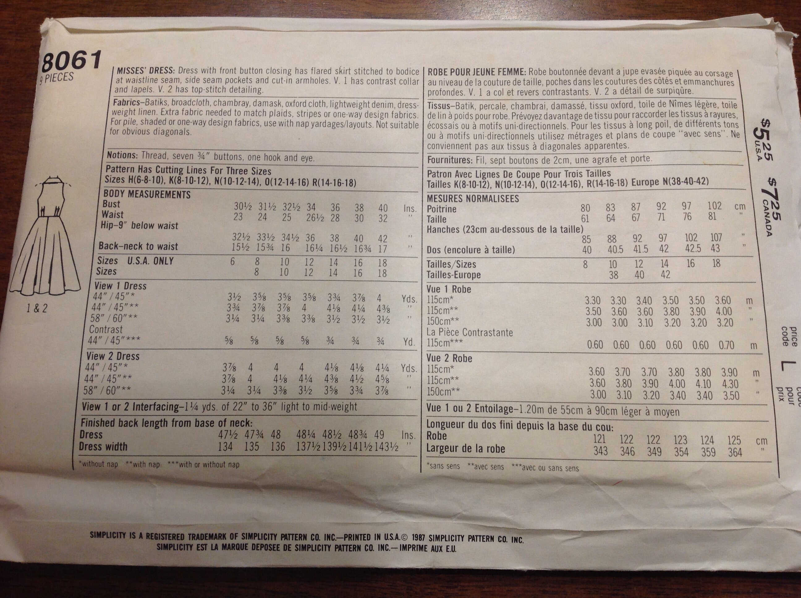 Simplicity pattern 8061 sizes 6-8-10 UNCUT | Etsy