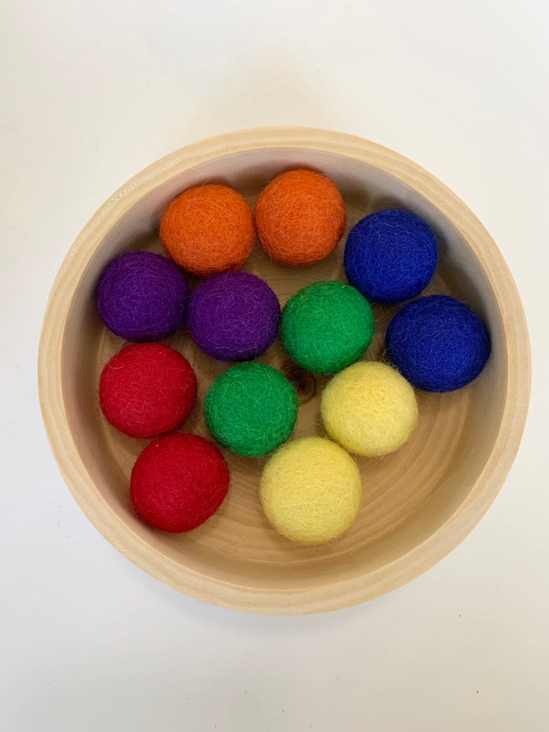 12x Rainbow Color Sorting Felt Ball Pompoms, Colour Sorting, Felt Play ...