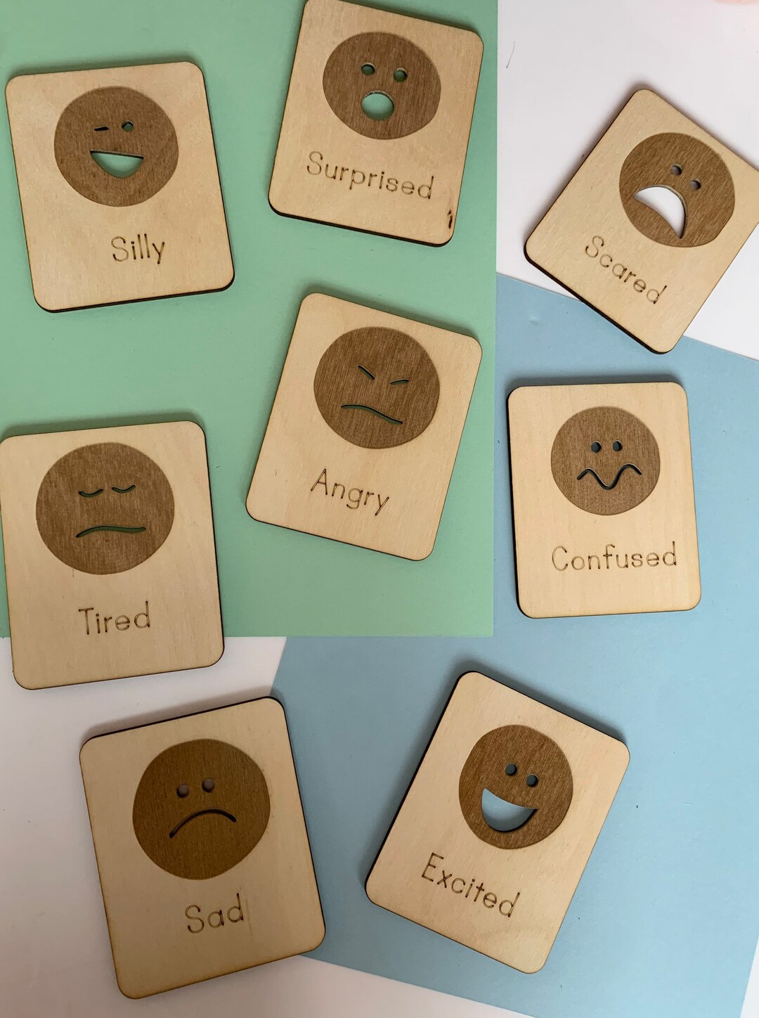 Emotion Cards, Wood Emotion Cards, Learning Cards, Flashcards - Etsy