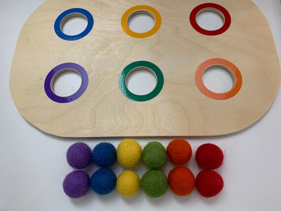 12x Rainbow Color Sorting Felt Ball Pompoms Colour Sorting - Etsy