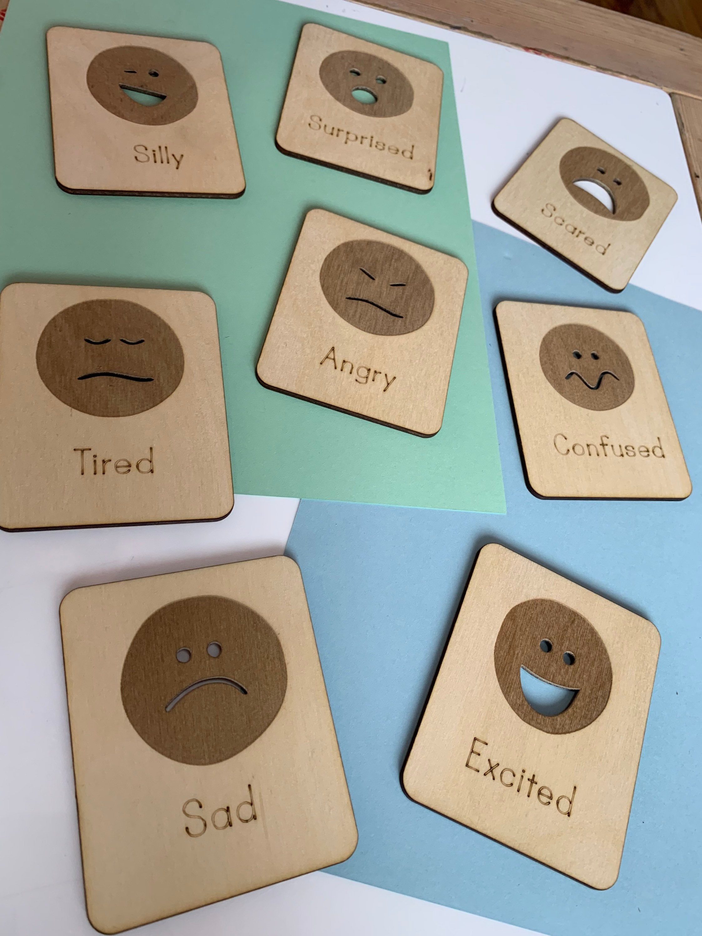 Emotion Cards, Wood Emotion Cards, Learning Cards, Flashcards - Etsy