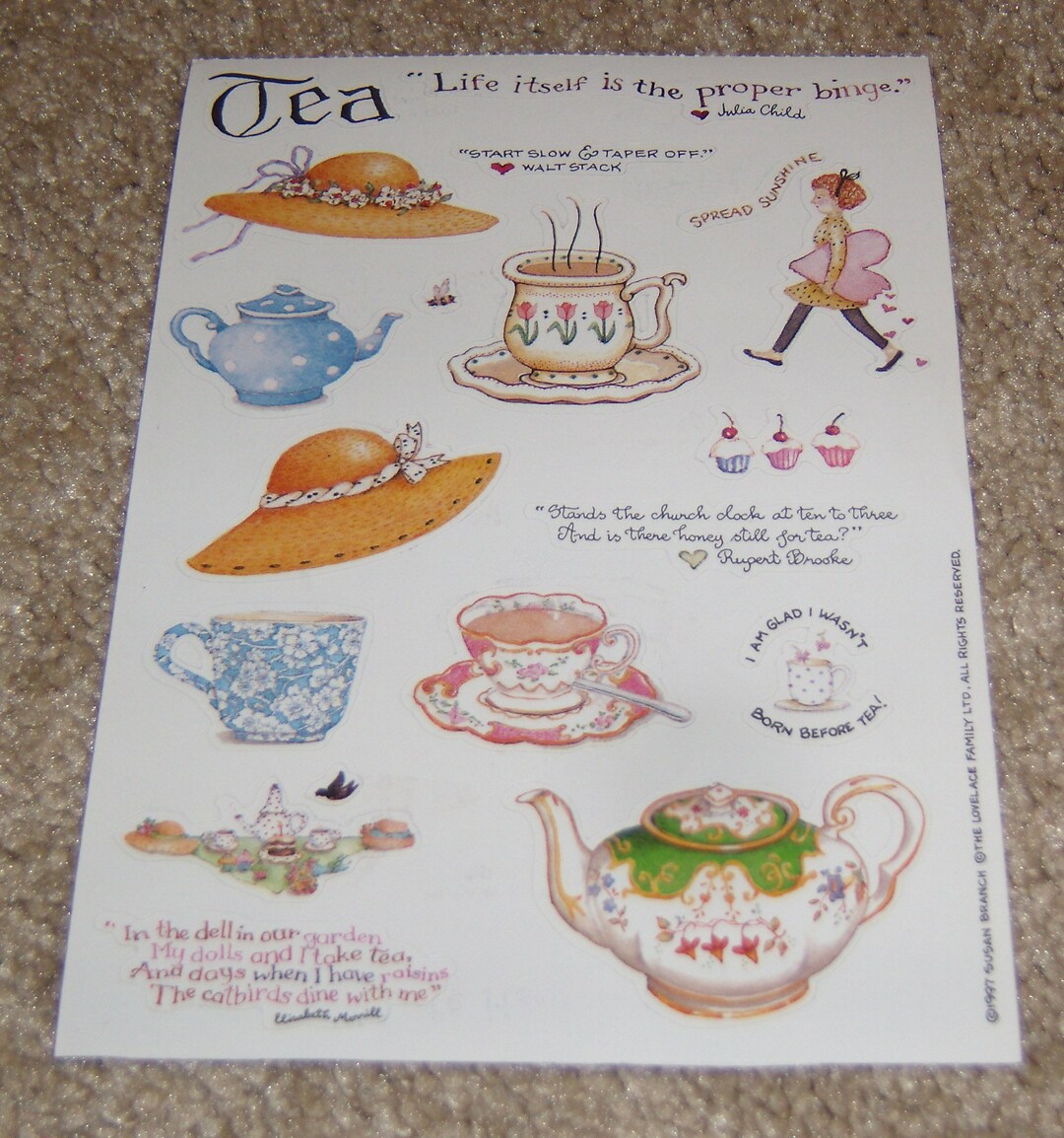 Susan Branch Vintage Lovelace Family LTD Sticker Sheet. Tea Time Very ...