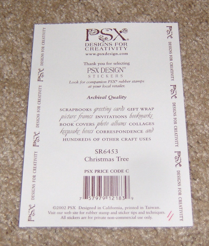 PSX DESIGN Sticker Sheet Christmas Tree. Rare HTF 2002 - Etsy