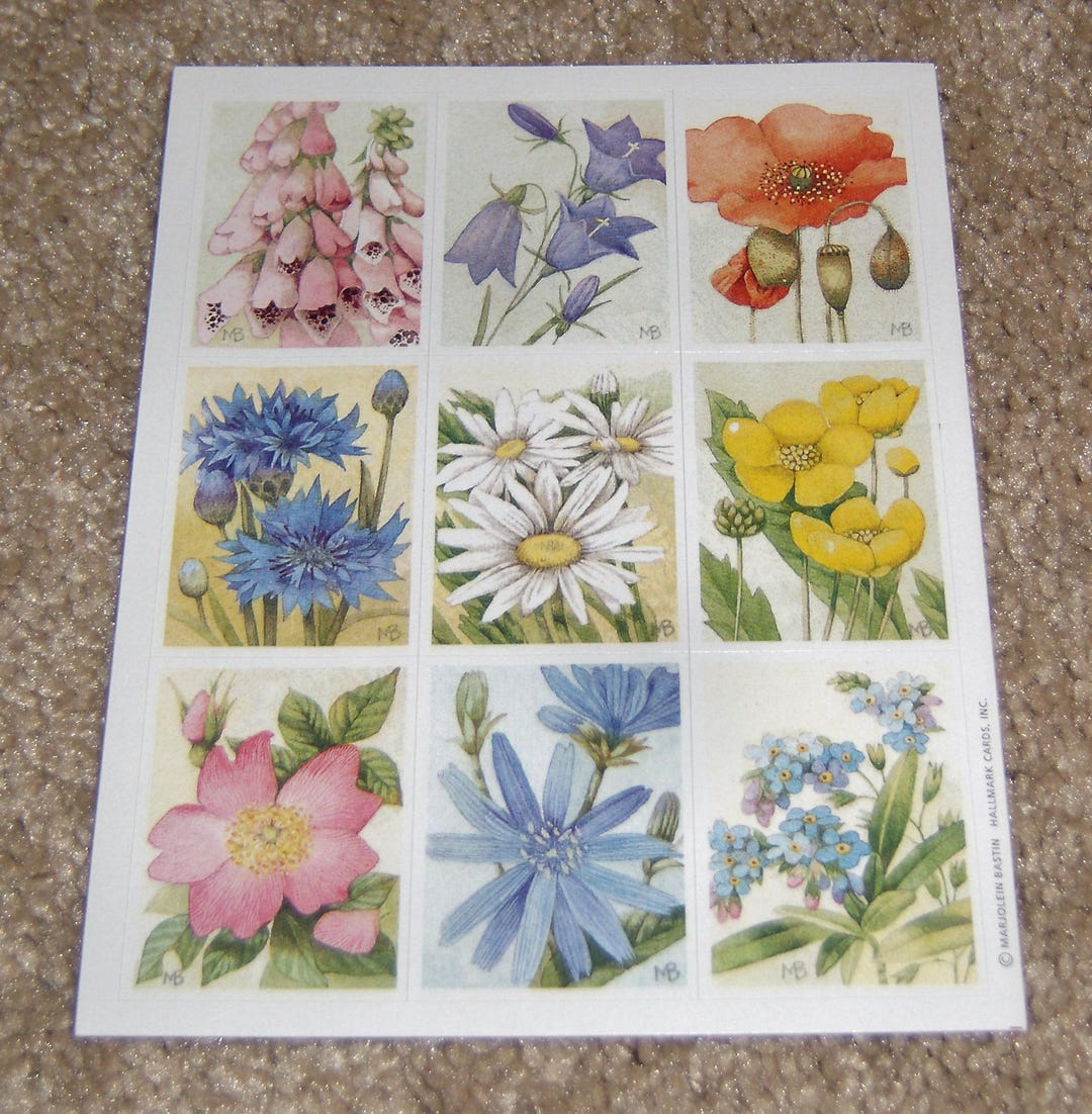 Hallmark Cards Vintage Sticker Sheet ~ Flower Assortment.... by ...