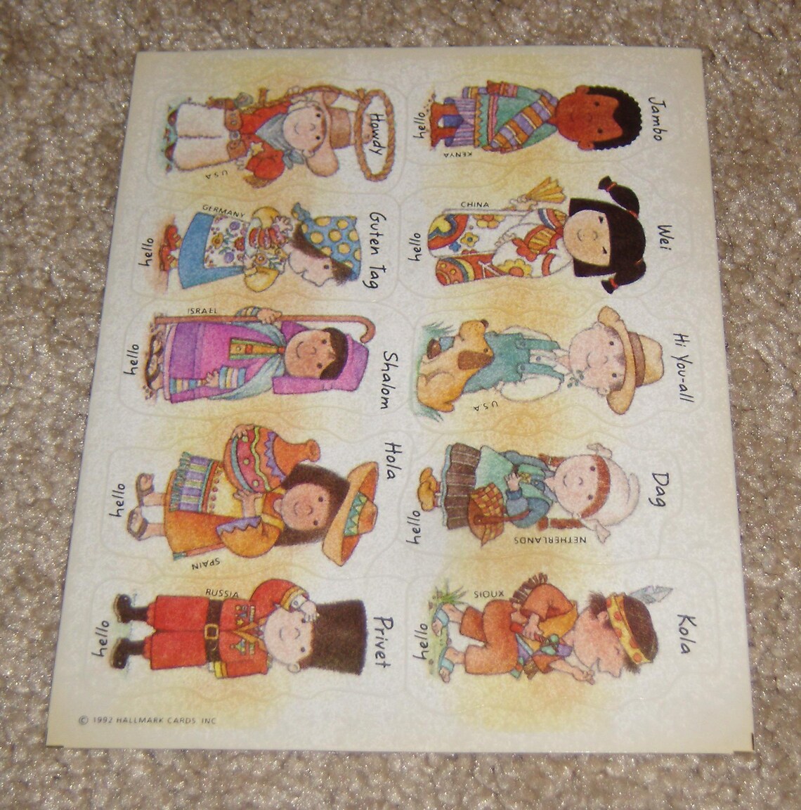 Hallmark Cards Vintage Sticker Sheet ~ Children of the World. RHTF ...