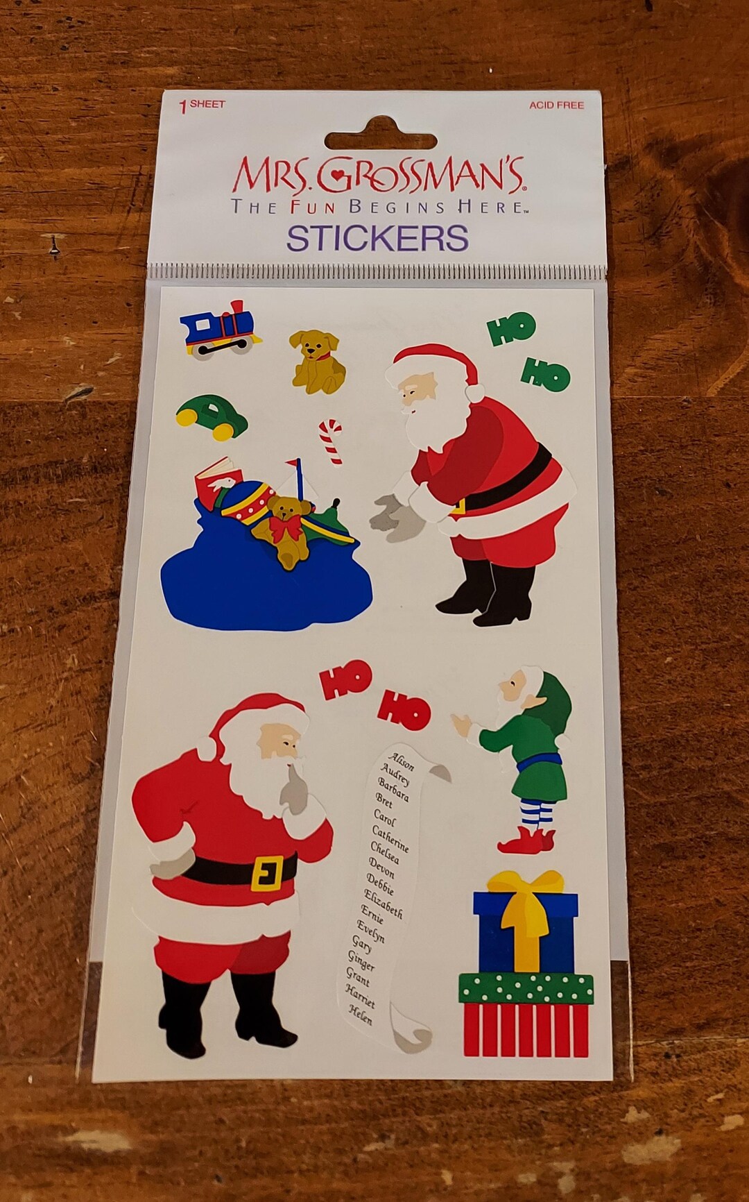 Mrs. Grossman Sticker Sheet ~ Santa W/sack of Toys and Checking His ...