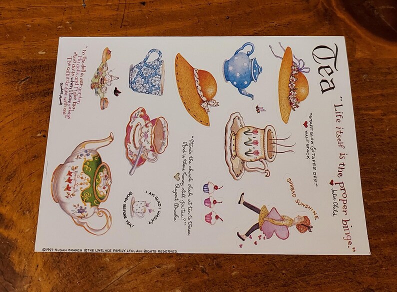 Susan Branch Vintage Lovelace Family LTD Sticker Sheet. Tea Time Very ...