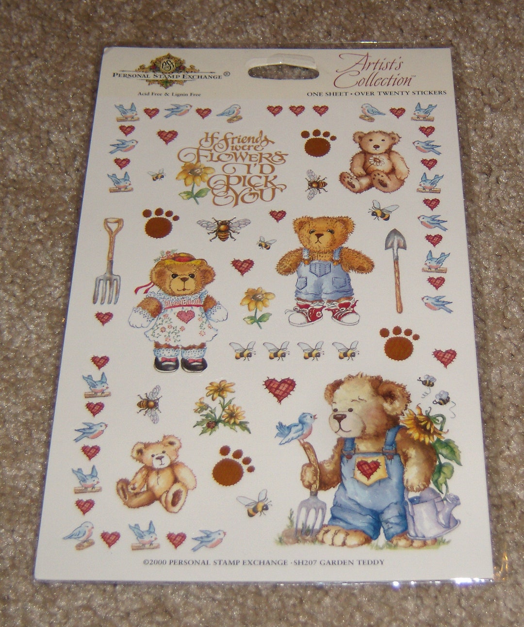 PSX Design Artist's Collection Vintage Sticker Sheet ~ Garden Teddy ...