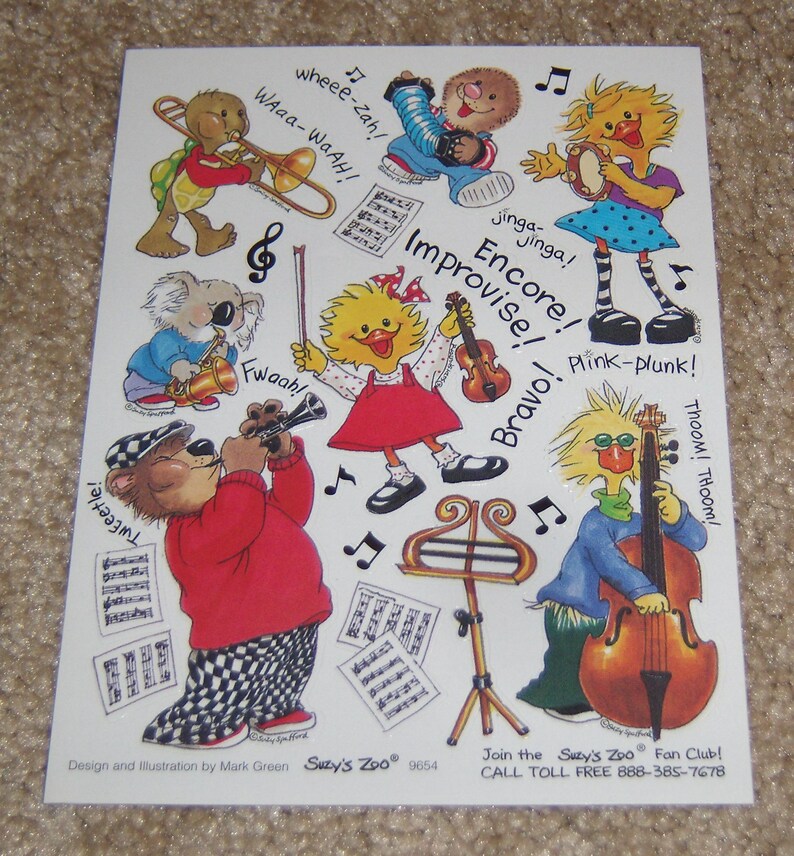 Suzy's Zoo Scrapbook Sticker ~ Encore...musical Instruments - Etsy