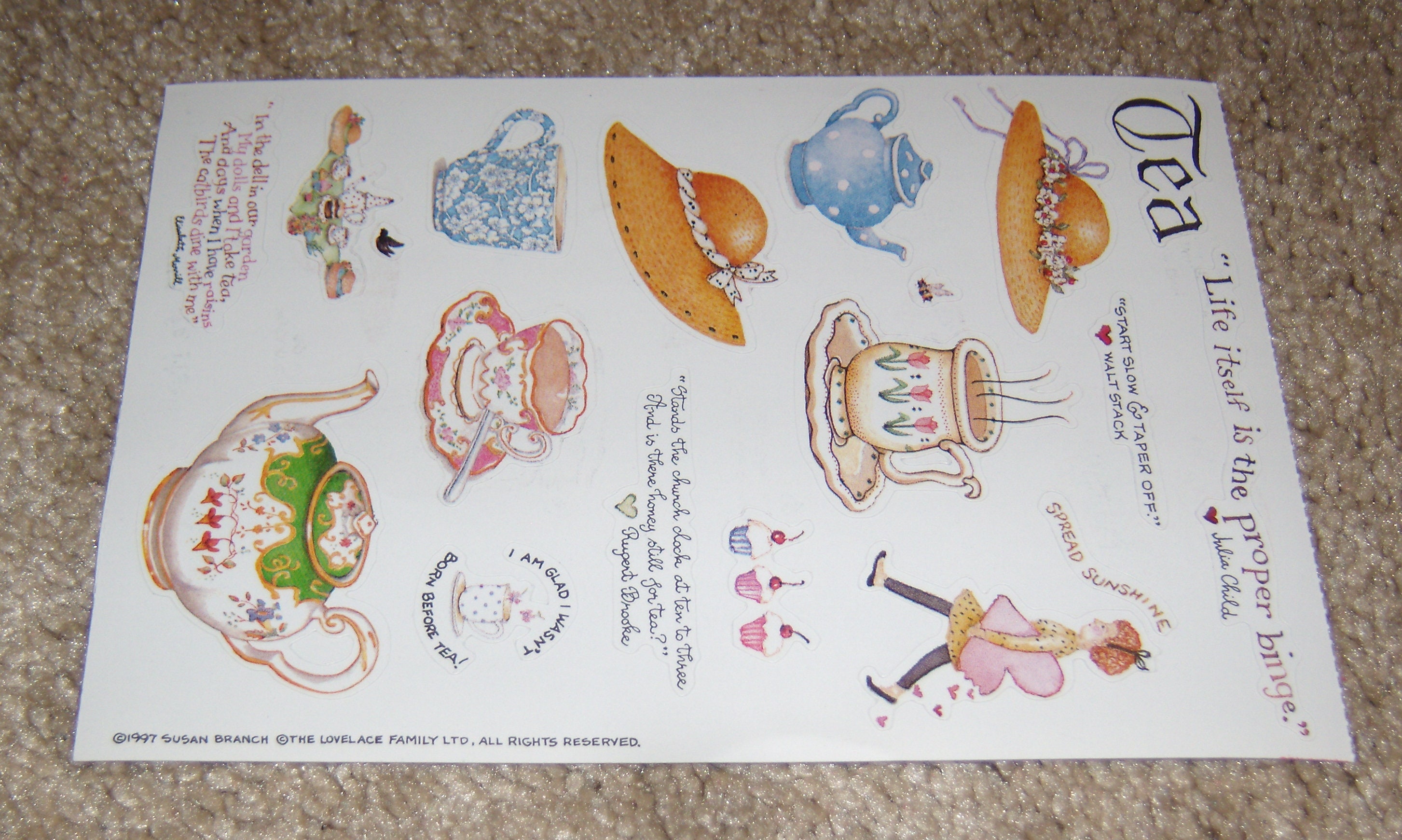 Susan Branch Vintage Lovelace Family LTD Sticker Sheet. Tea Time Very ...