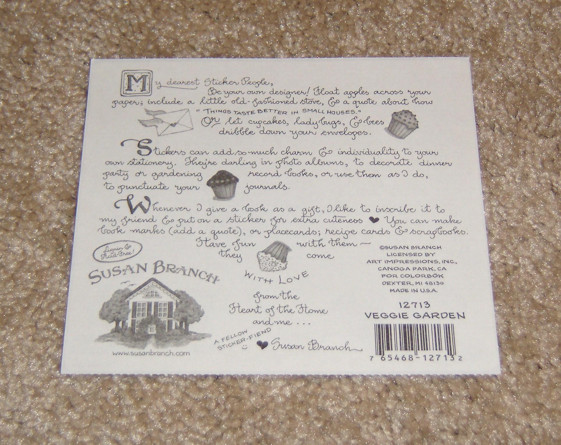 Colorbok Scrapbook Sticker ~ by Susan Branch...veggie Garden HTF - Etsy