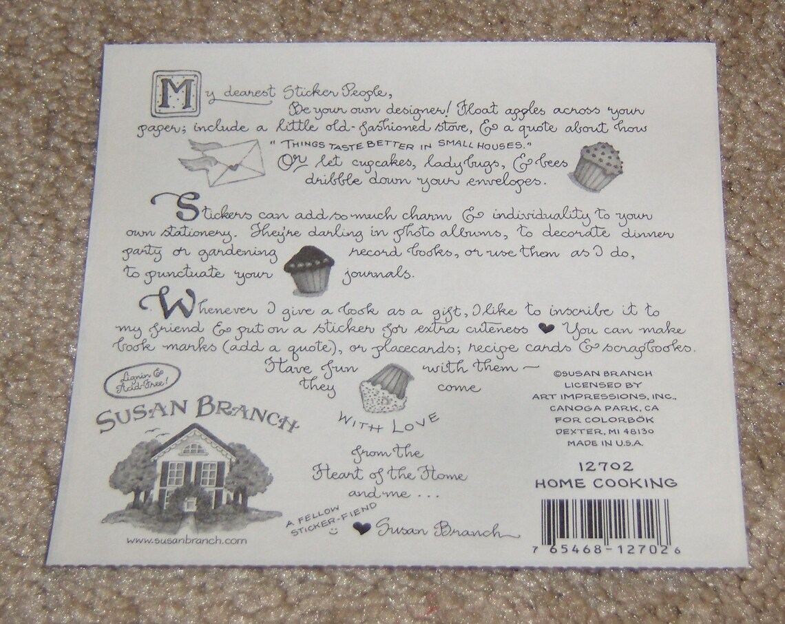 Colorbok Scrapbook Sticker ~ by Susan Branch....home Cooking HTF - Etsy