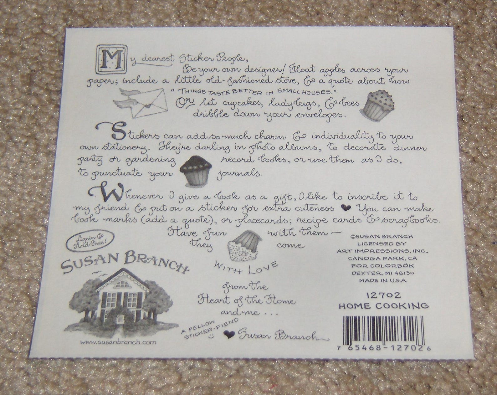 Colorbok Scrapbook Sticker ~ by Susan Branch....home Cooking HTF - Etsy