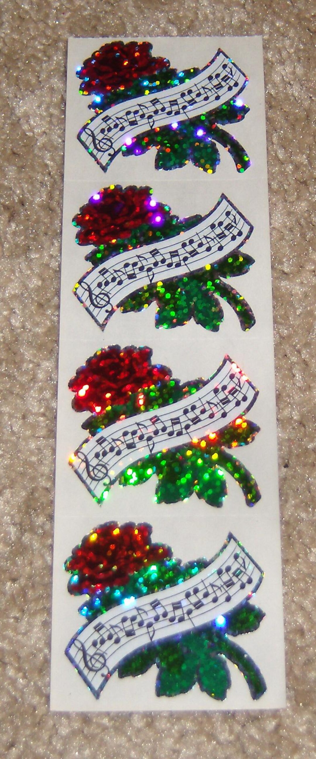 Hambly Studios Vintage Sticker Strip ~ Red Rose/music Notes HTF - Etsy