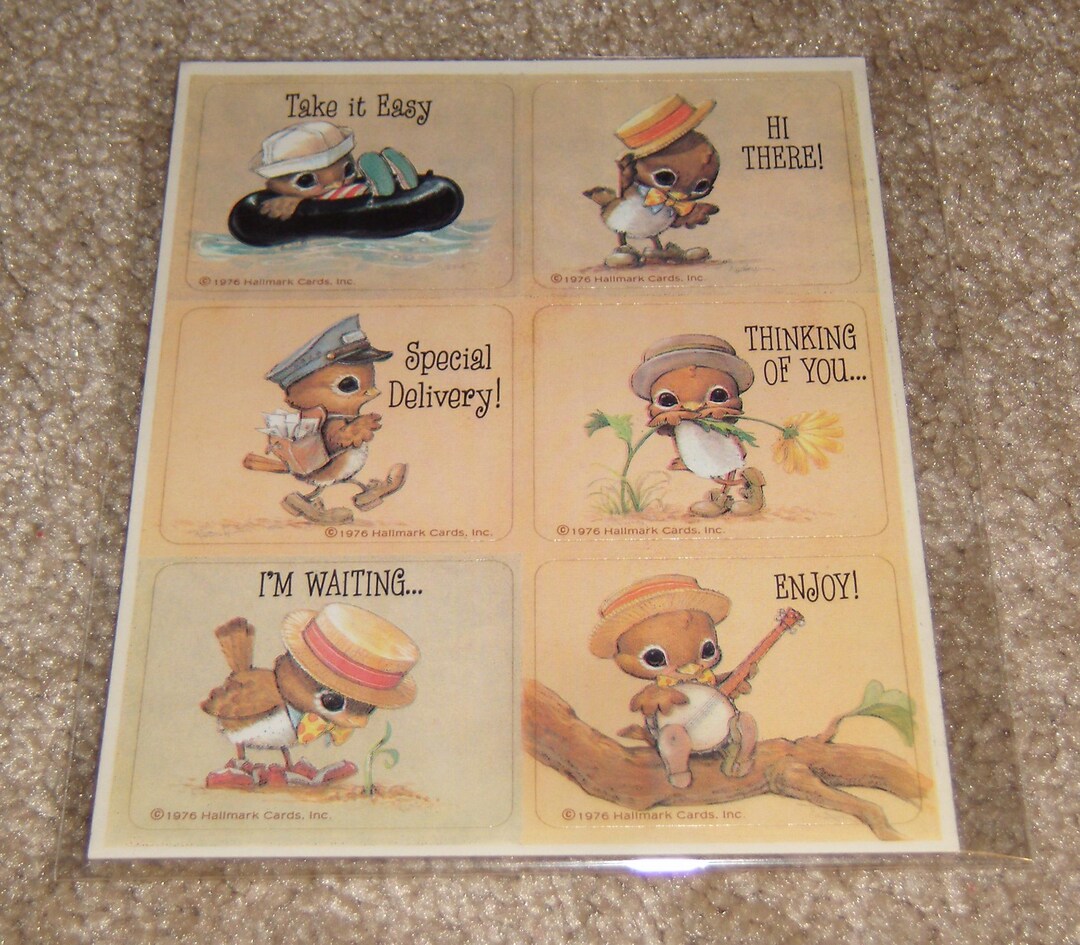 Hallmark Cards Vintage Sticker Sheet Ruth Morehead Cute Robin Bird ...