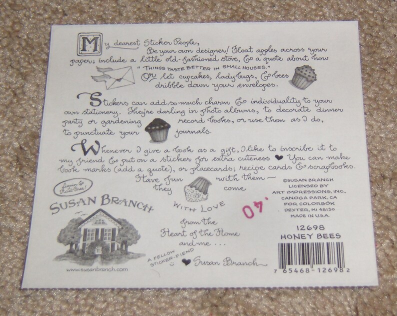 Colorbok Scrapbook Sticker ~ by Susan Branch....honey Bees HTF - Etsy