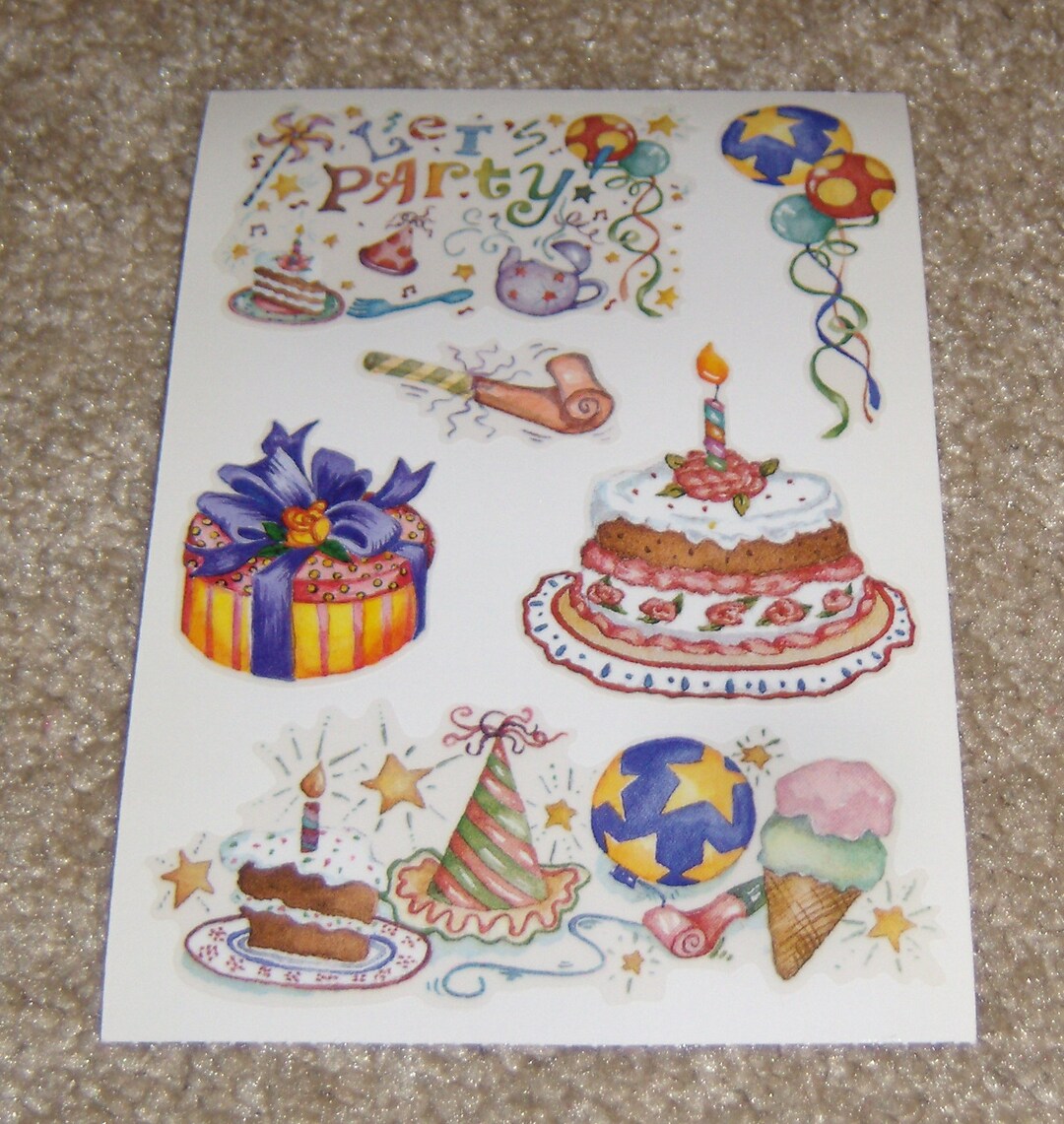 PSX DESIGN Sticker Sheet ~ Birthday Party. Rare HTF (2001) - Etsy