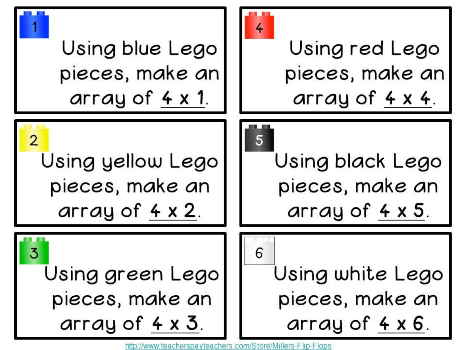 Learning With Legos Multiplication X4 Common Core 3.OA.1, 3.OA.5, 3.OA ...