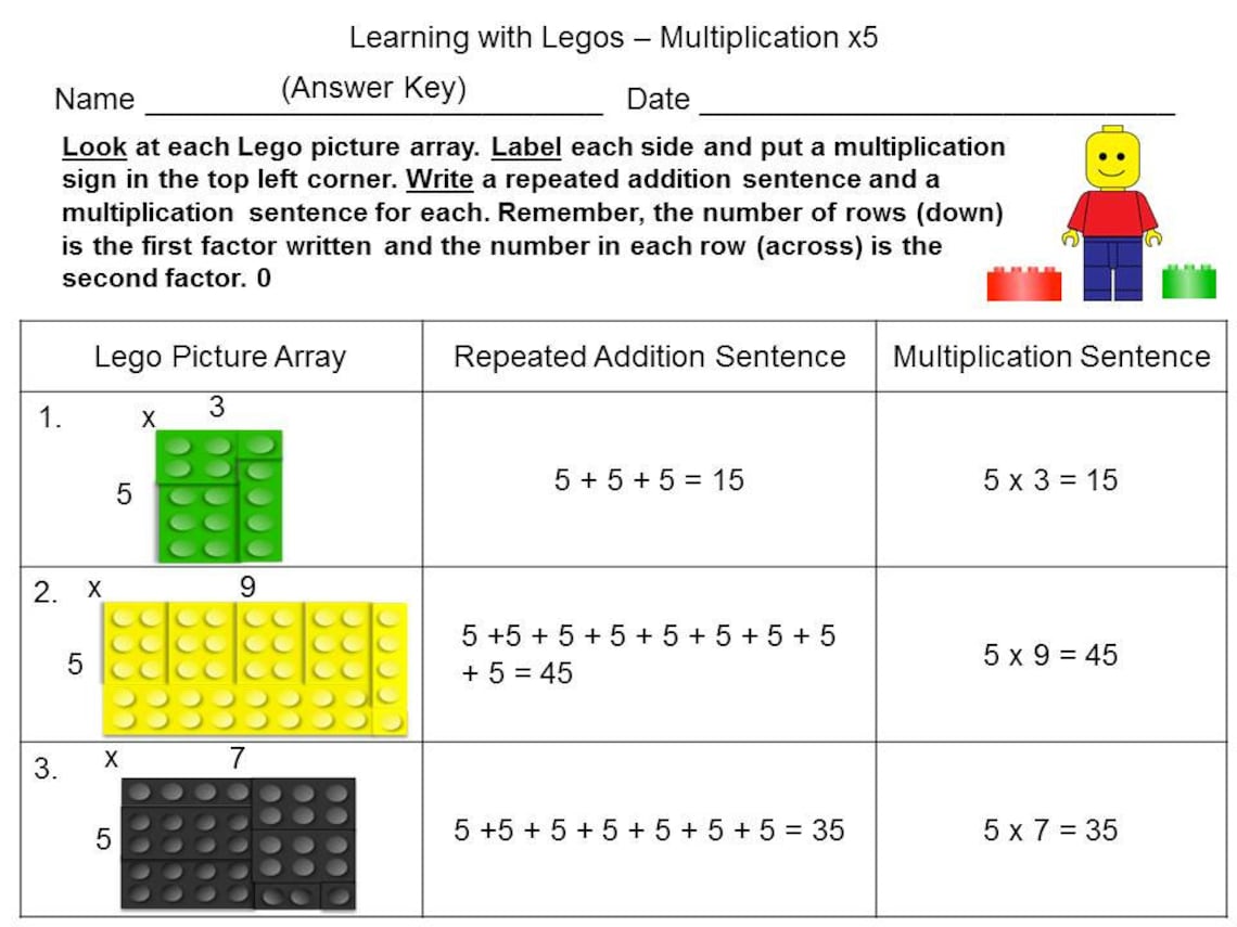 Learning With Legos - Multiplication X5 Common Core 3.OA.1, 3.OA.5, 3 ...