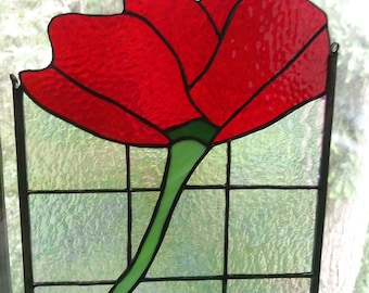 Stained glass poppy | Etsy