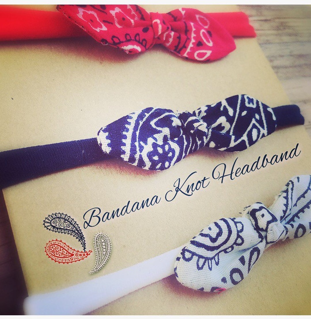Bandana Knot/knot Headband/red/white/blue/paisley/kerchief/bandana ...