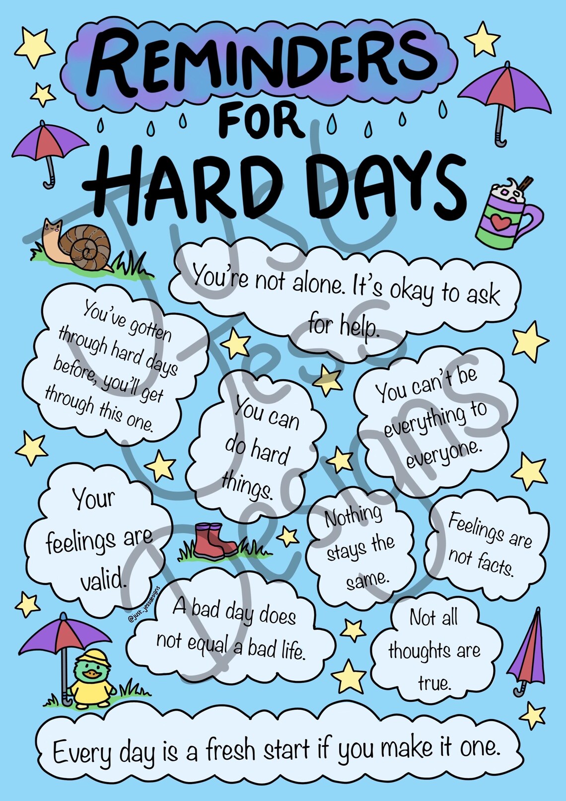 Reminders for Hard Days Poster - Etsy