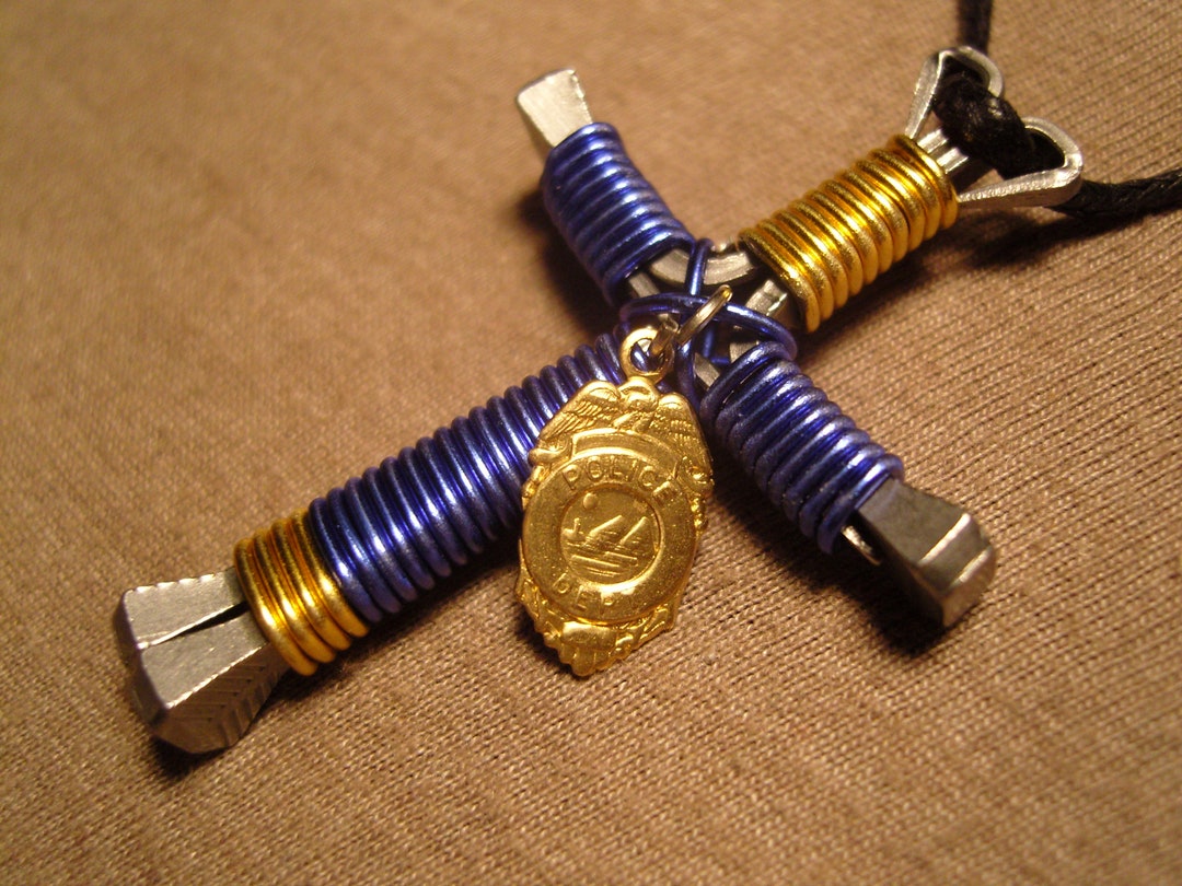 Police Disciples Cross Necklaces With Badge Charm - Etsy UK