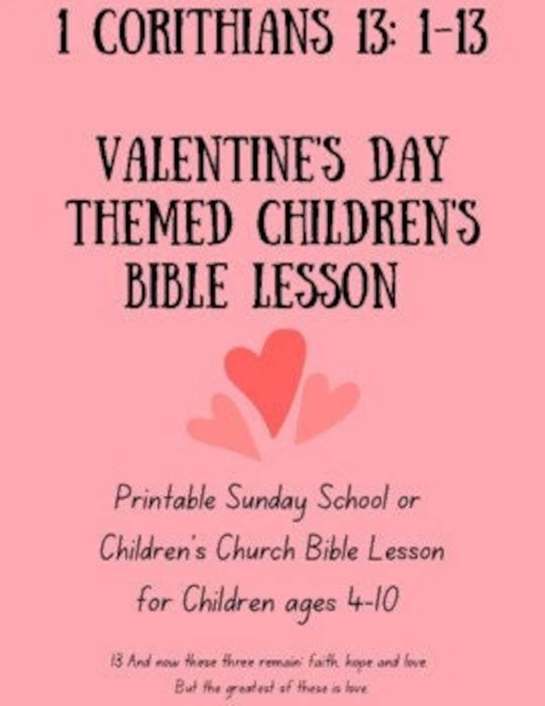 1 Corinthians 13 Children Kid's Bible Lesson Sunday School Valentine's ...